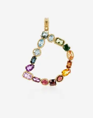 Dolce & Gabbana D Lettering Charm In 18kt Yellow With Gemstones - Gold