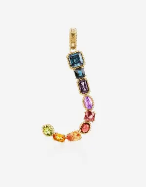 Dolce & Gabbana J Lettering Charm In 18-carat Yellow And Gemstones - Gold