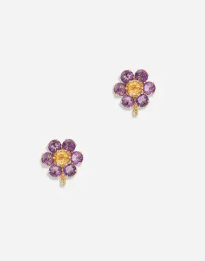 Dolce & Gabbana Spring Earrings In 18kt Yellow With Amethysts And Citrine - Gold