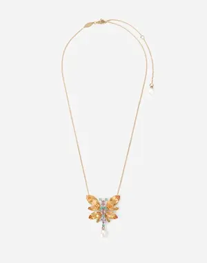Dolce & Gabbana Butterfly 18-carat Yellow Necklace With Citrines - Gold