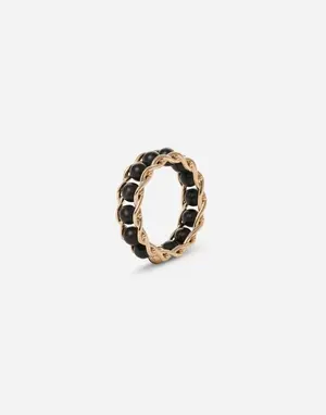 Dolce & Gabbana Sicily Ring With Black Jade - Yellow Gold
