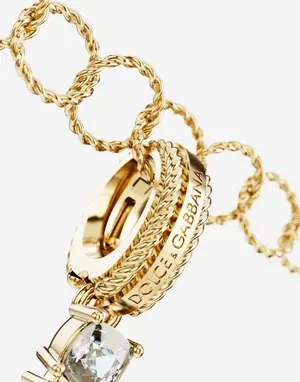 Dolce & Gabbana Charm L Alphabet In 18-karat Yellow And Gemstones