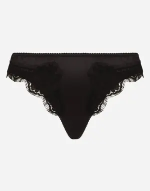 Dolce & Gabbana Satin Thong With Lace