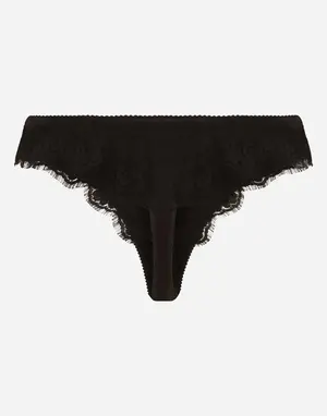 Dolce & Gabbana Satin Thong With Lace