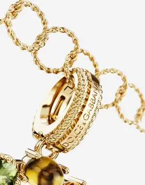 Dolce & Gabbana Lettering O Charm In 18-carat Yellow With Gemstones