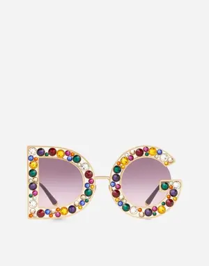 Dolce & Gabbana Crystal Embellished Sunglasses - Shiny Gold And Multicolor Crystals