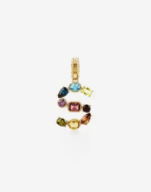Dolce & Gabbana S Lettering Charm In 18kt Yellow With Gems - Gold