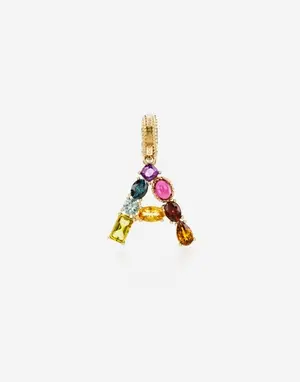 Dolce & Gabbana 18-karat Yellow Lettering Charm With Gemstones - Gold