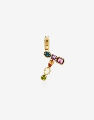 Dolce & Gabbana T Lettering Charm With Gemstones - Gold