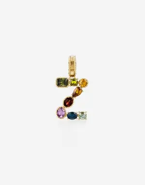 Dolce & Gabbana Alphabet Z Charm In 18kt Yellow And Gemstones - Gold