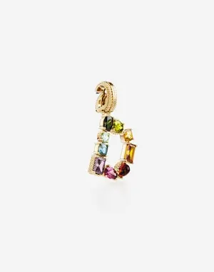 Dolce & Gabbana D Lettering Charm In 18-carat Yellow With Gemstones