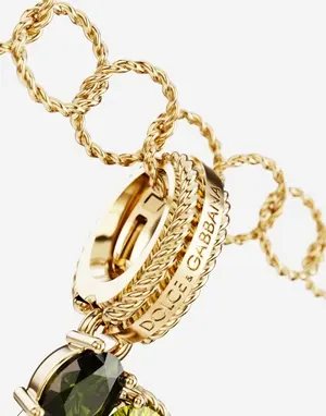Dolce & Gabbana D Lettering Charm In 18-carat Yellow With Gemstones