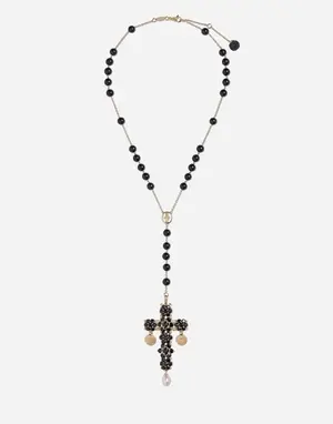 Dolce & Gabbana Sicily Rosary Necklace In Yellow With Sapphires - Gold