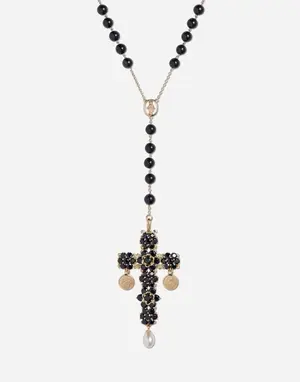 Dolce & Gabbana Sicily Rosary Necklace In Yellow With Sapphires - Gold