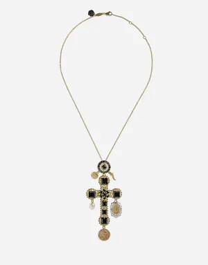 Dolce & Gabbana Sicily Necklace In Yellow Gold And Black Sapphires - Gold/black