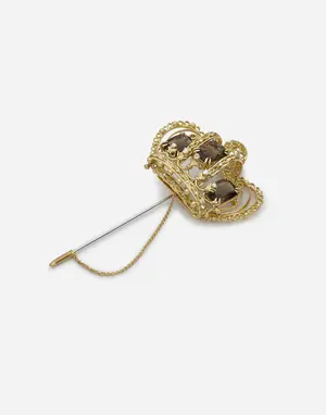 Dolce & Gabbana Royal Brooch In 18-karat Yellow And White With Quartz And Diamond
