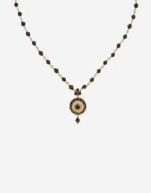 Dolce & Gabbana Sicily 18-carat Yellow Gold Necklace With Black Jades And Sapphires - Gold/black