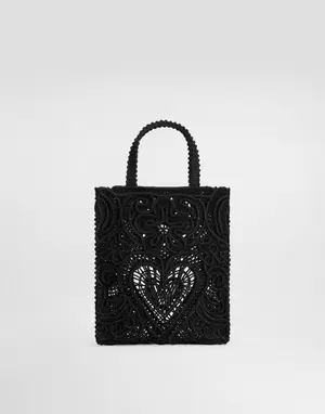 Dolce & Gabbana Small Cordonetto Lace Beatrice Shopper Bag - Black