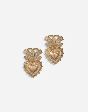 Dolce & Gabbana Devotion Earrings In 18 Carat Gold And Diamonds - Yellow Gold