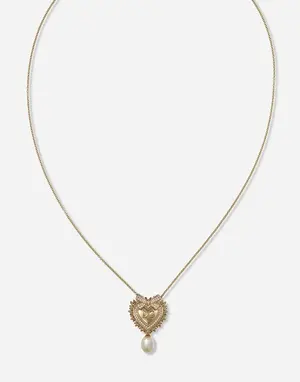 Dolce & Gabbana Devotion Necklace With Diamonds And Pearls
