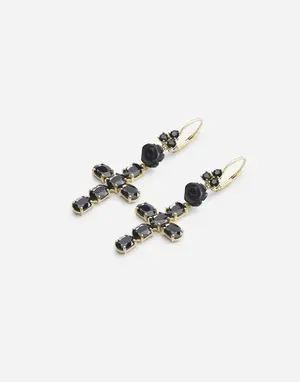 Dolce & Gabbana Family Earrings With Black Sapphires - Gold/black