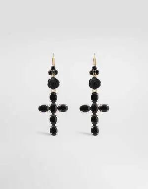 Dolce & Gabbana Family Earrings With Black Sapphires Gold/black