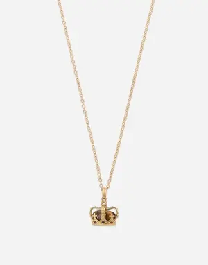 Dolce & Gabbana 18-karat Gold Pendant With Tiger Iron, Rubies, And Sapphire