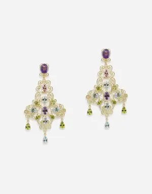Dolce & Gabbana Filigree Earrings With Amethysts, Aquamarines, Peridots, And Morganites - Gold