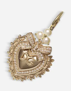 Dolce & Gabbana Devotion Diamond And Pearl Earrings - Yellow Gold