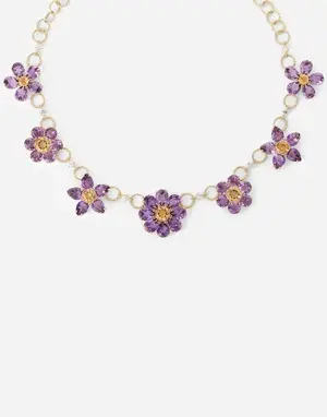 Dolce & Gabbana 18 Carat Yellow Necklace With Amethysts, Citrines And Sapphires