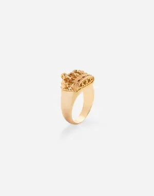 Dolce & Gabbana Royal Crown Ring In 18kt Yellow With Rubies And Sapphire