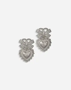 Dolce & Gabbana Devotion Diamond And Gold Earrings - White Gold