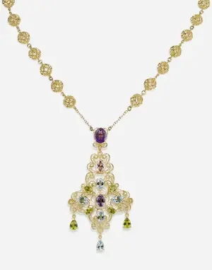 Dolce & Gabbana 18-carat Yellow Filigree Gemstone Necklace
