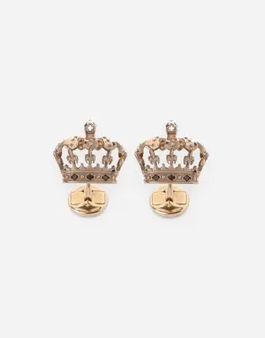 Dolce & Gabbana Crown Cufflinks With Black Diamonds - White Gold