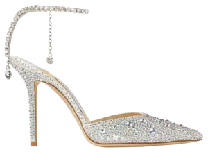 JIMMY CHOO Saeda 100 Embellished Satin Pumps - Neutral