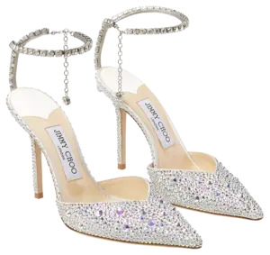 JIMMY CHOO Saeda 100 Embellished Satin Pumps - Neutral