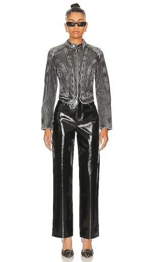 PISTOLA Cassie Super High Rise Straight - Black Vinyl