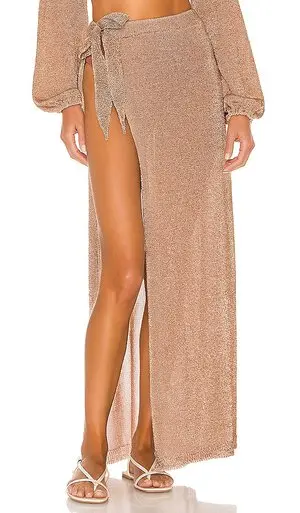 LOVERS AND FRIENDS Nayelli Metallic Wrap Skirt - Gold