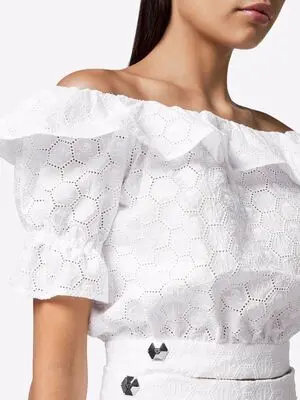 Philipp Plein Off-shoulder Lace Blouse