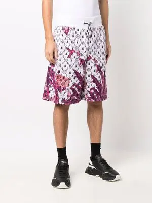 Philipp Plein Floral Logo Drawstring Shorts