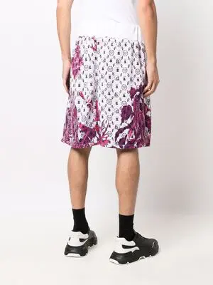 Philipp Plein Floral Logo Drawstring Shorts