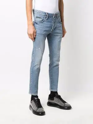 Philipp Plein Embroidered-logo Slim-fit Jeans
