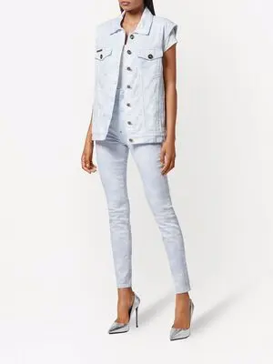 Philipp Plein Bleach-effect Denim Vest