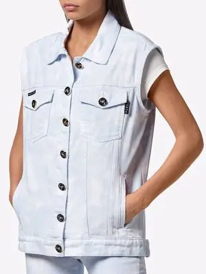 Philipp Plein Bleach-effect Denim Vest