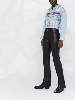 Philipp Plein Crystal-embellished Distressed Denim Jacket