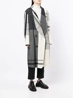 Y’s Checked Single-breasted Coat