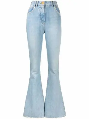 Balmain Monogram Bootcut Jeans - Blue