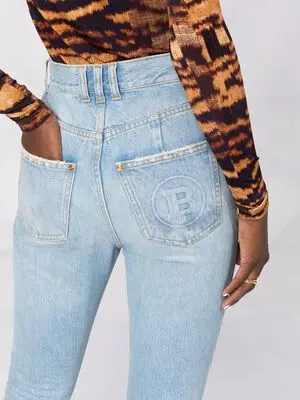 Balmain Monogram Bootcut Jeans - Blue