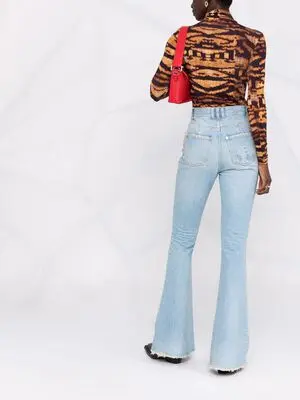 Balmain Monogram Bootcut Jeans - Blue