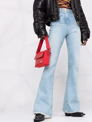 Balmain Monogram Bootcut Jeans - Blue
